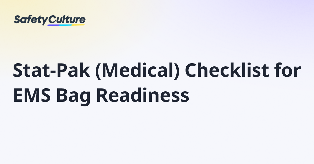 Stat-Pak (Medical) Checklist for EMS Bag Readiness | Free Template
