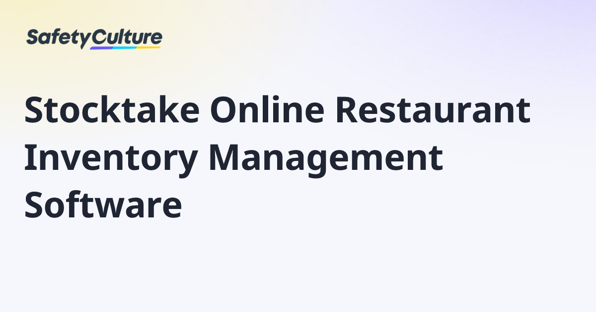 Stocktake Online Restaurant Inventory Management Software | Free Template