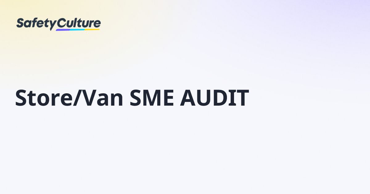 Store/Van SME AUDIT | Free Template