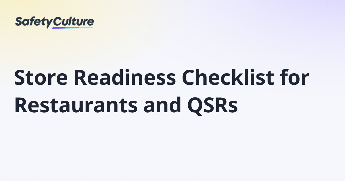 Store Readiness Checklist for Restaurants and QSRs | Free Template
