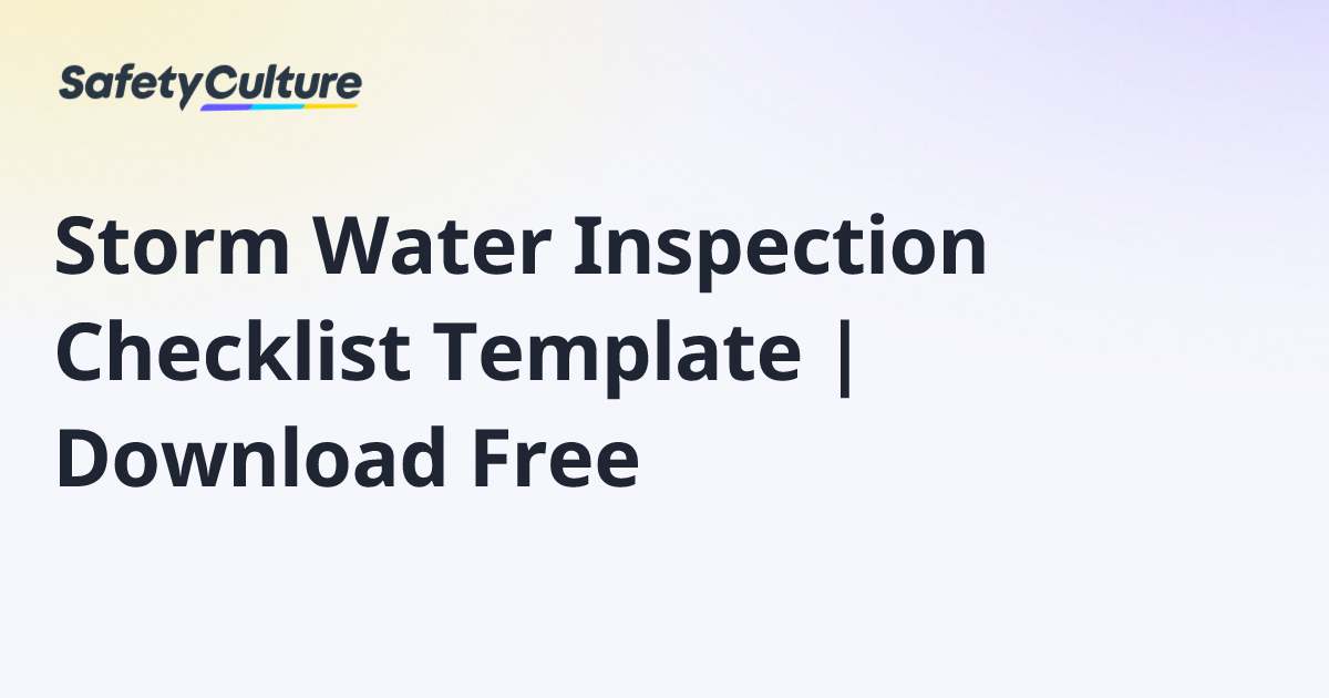 Storm Water Inspection Checklist Template | Download Free | Free Template