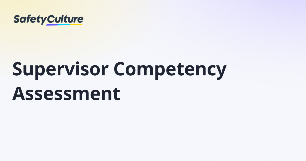 Supervisor Competency Assessment | Free Template