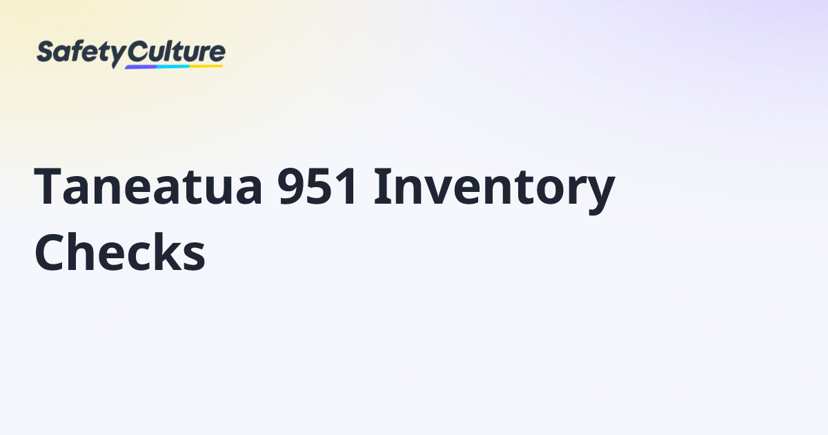 Taneatua 951 Inventory Checks | Free Template