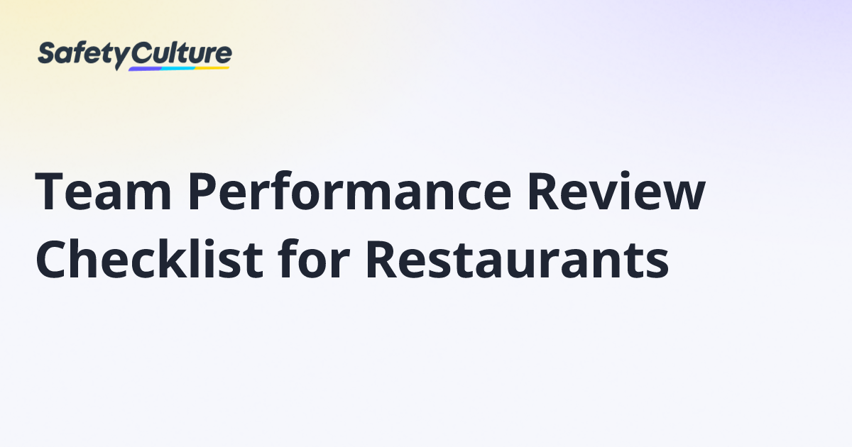 Team Performance Review Checklist for Restaurants | Free Template