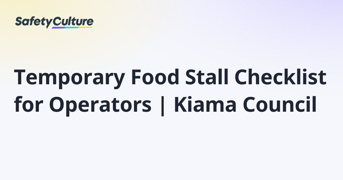 Temporary Food Stall Checklist for Operators | Kiama Council | Free ...