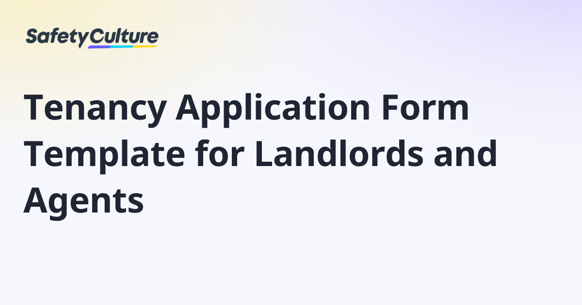 Tenancy Application Form Template for Landlords and Agents | Free Template