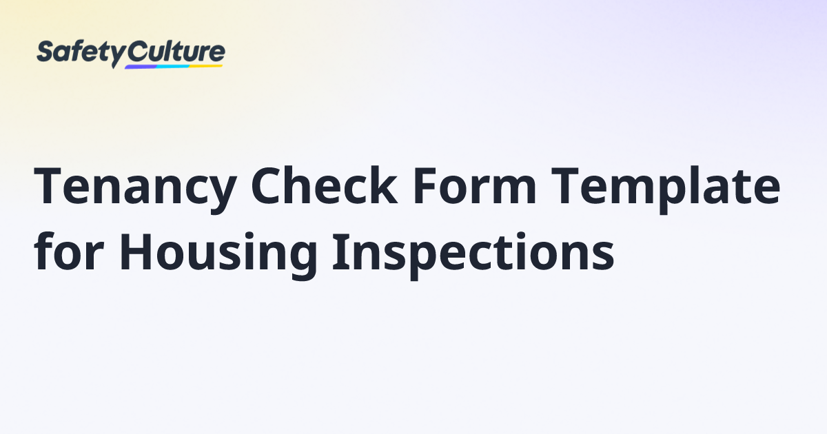 Tenancy Check Form Template for Housing Inspections | Free Template