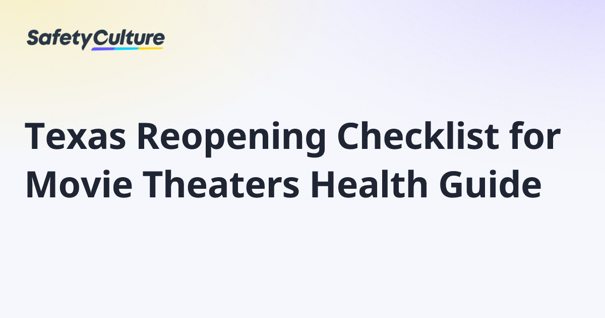 Texas Reopening Checklist for Movie Theaters Health Guide | Free Template