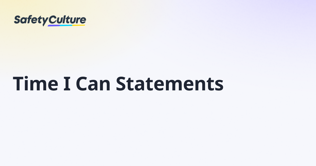 Time I Can Statements | Free Template