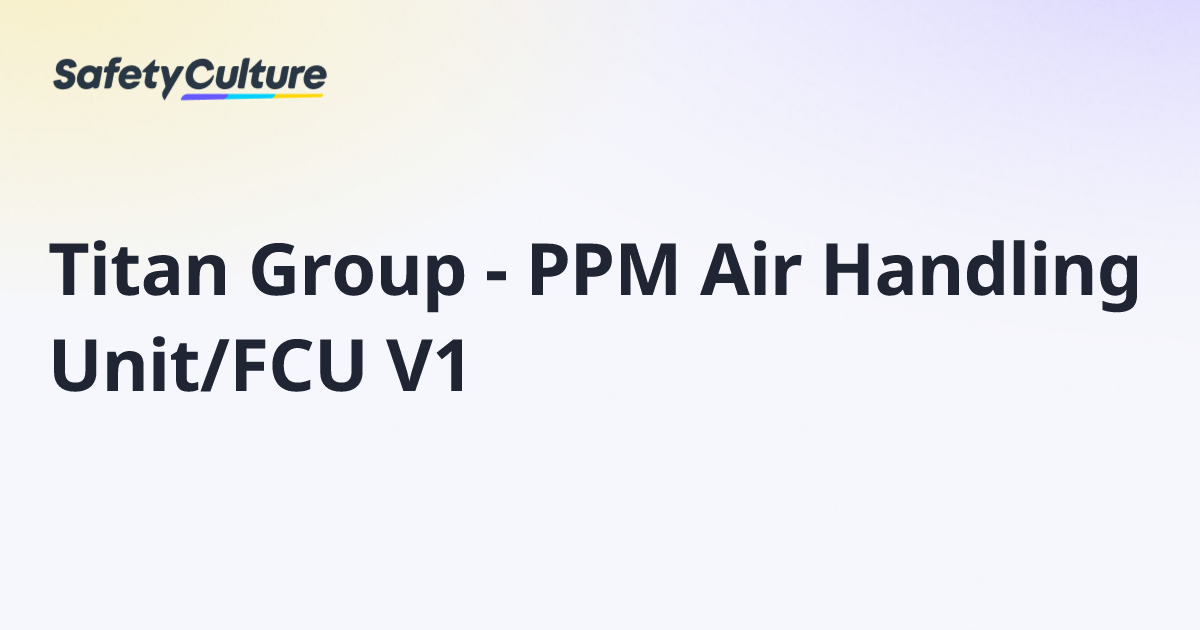 Titan Group - PPM Air Handling Unit/FCU V1 | Free Template