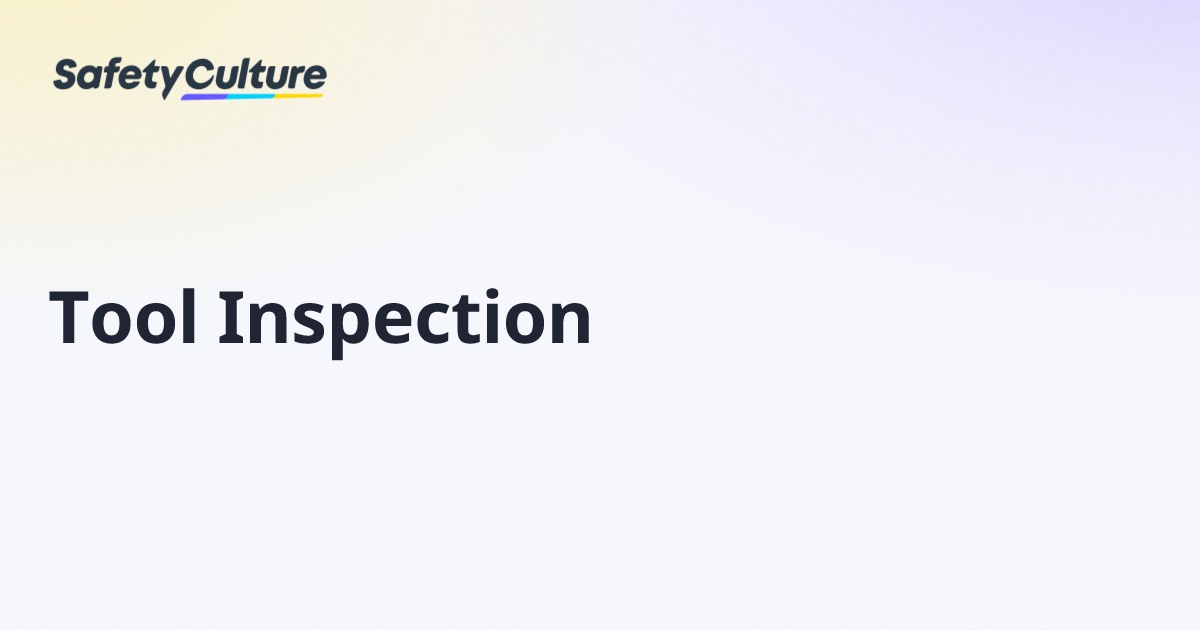 Tool Inspection | Free Template