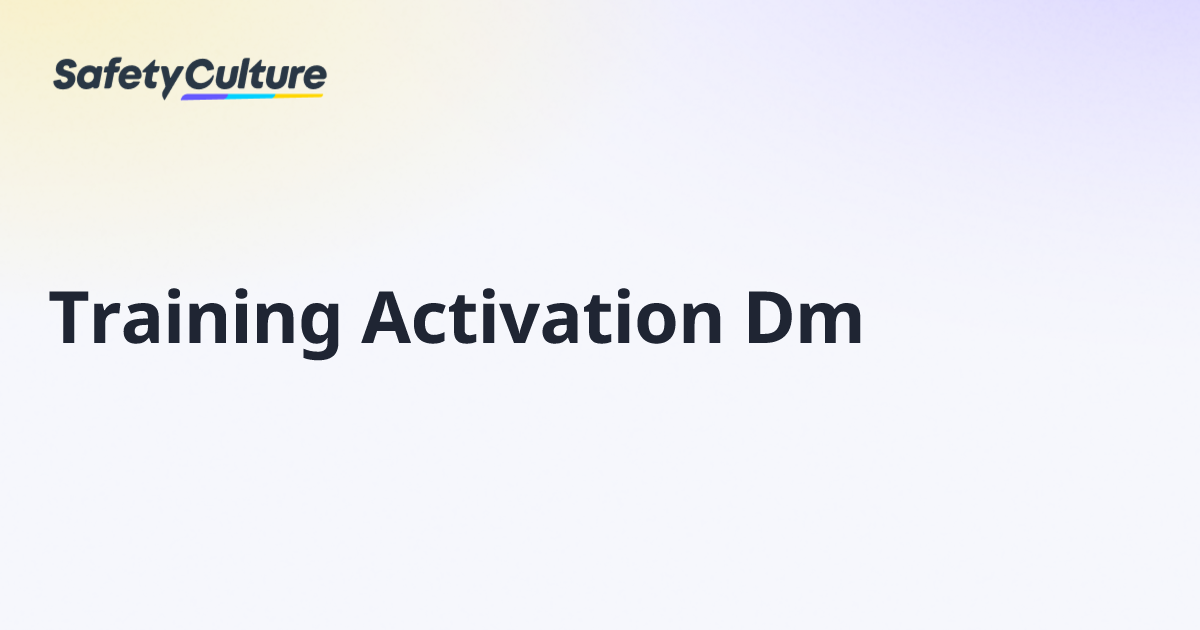 Training Activation Dm | Free Template