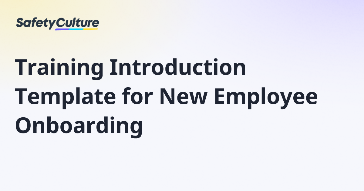 Training Introduction Template for New Employee Onboarding | Free Template