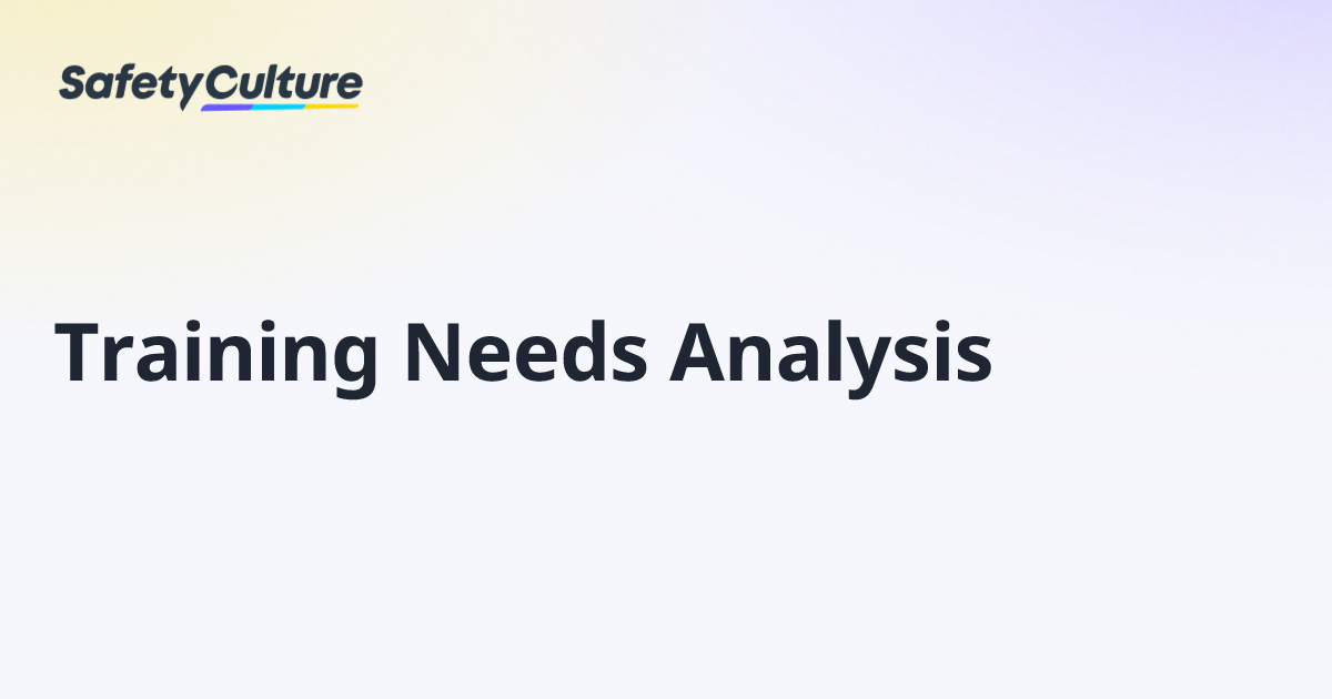 Training Needs Analysis | Free Template