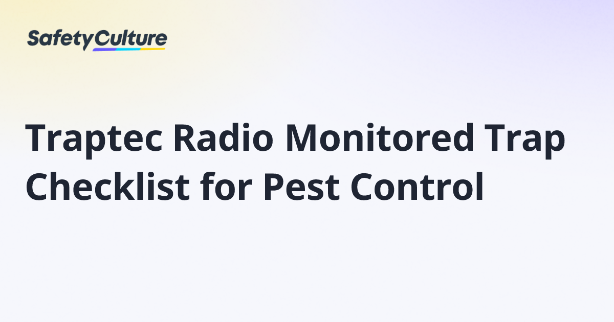 Traptec Radio Monitored Trap Checklist for Pest Control | Free Template
