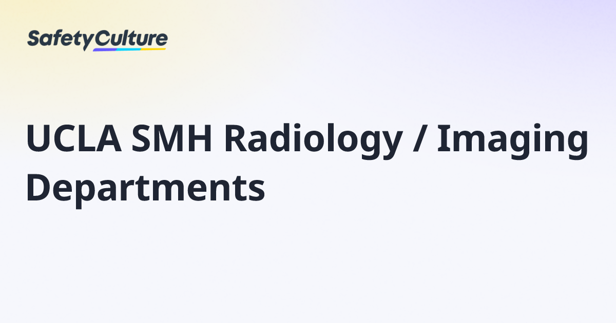 UCLA SMH Radiology / Imaging Departments | Free Template