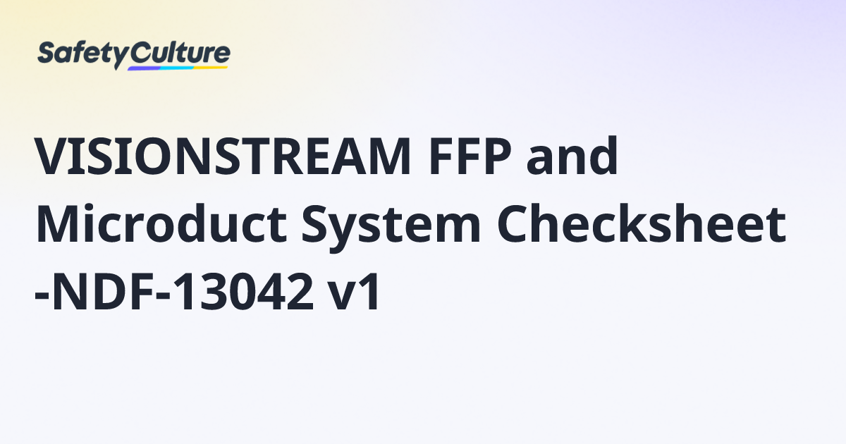 VISIONSTREAM FFP and Microduct System Checksheet -NDF-13042 v1 | Free ...