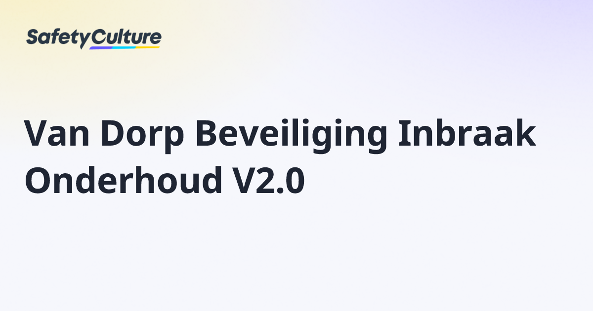 Van Dorp Beveiliging Inbraak Onderhoud V2.0 | Free Template
