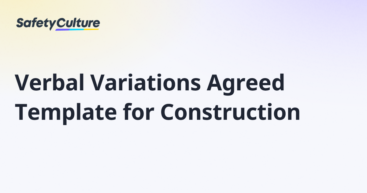Verbal Variations Agreed Template for Construction | Free Template