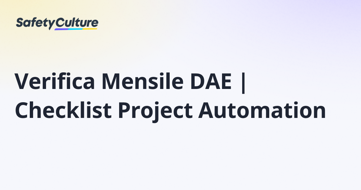 Verifica Mensile DAE | Checklist Project Automation | Free Template