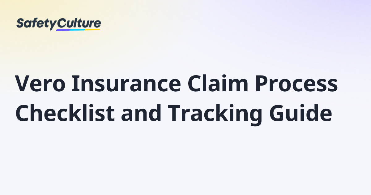 Vero Insurance Claim Process Checklist and Tracking Guide | Free Template