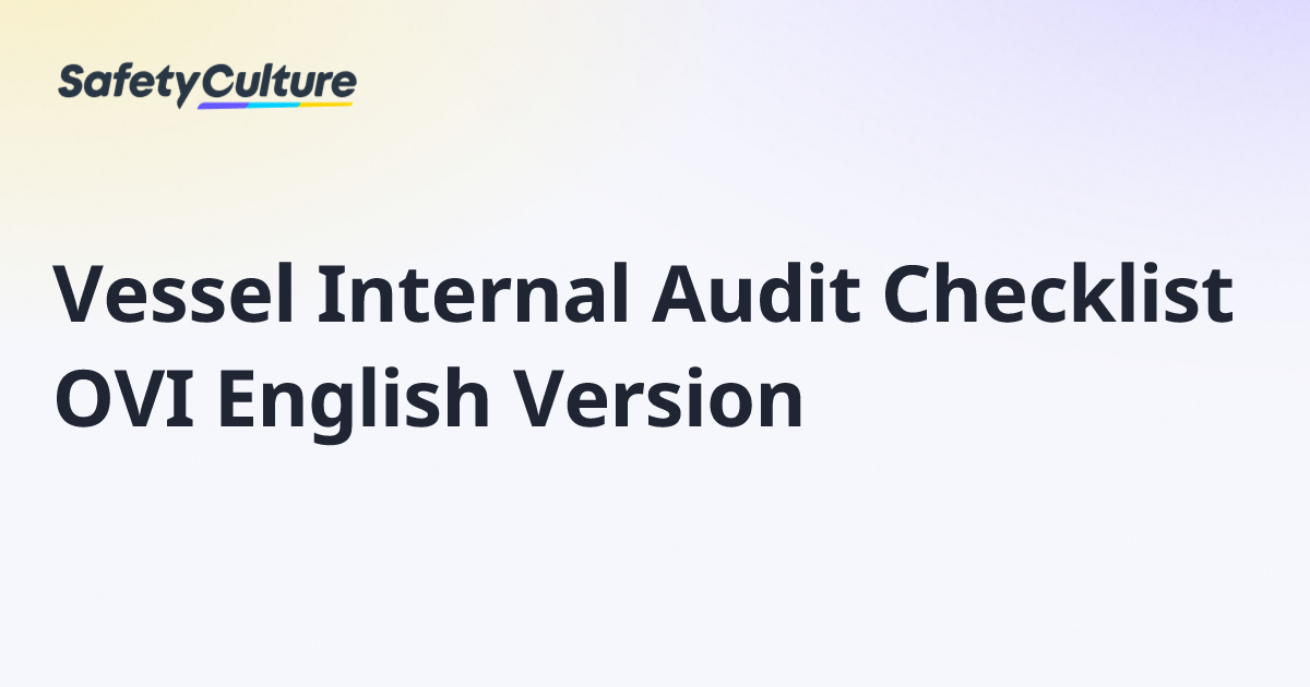 Vessel Internal Audit Checklist OVI English Version | Free Template