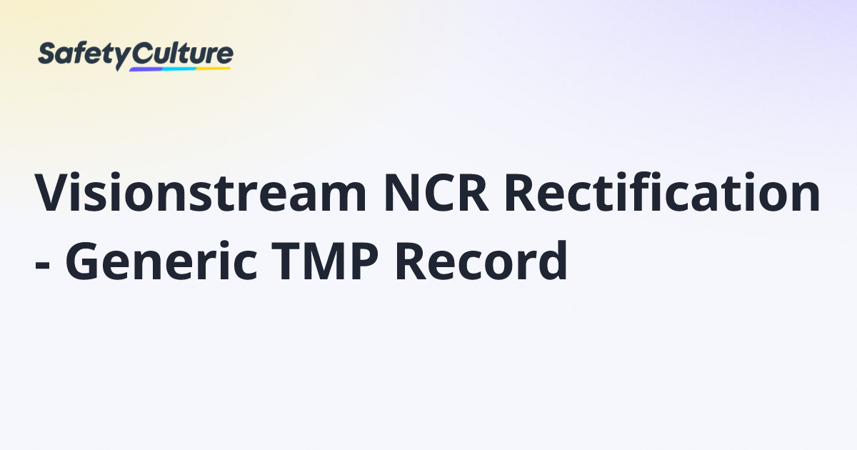 Visionstream NCR Rectification - Generic TMP Record | Free Template