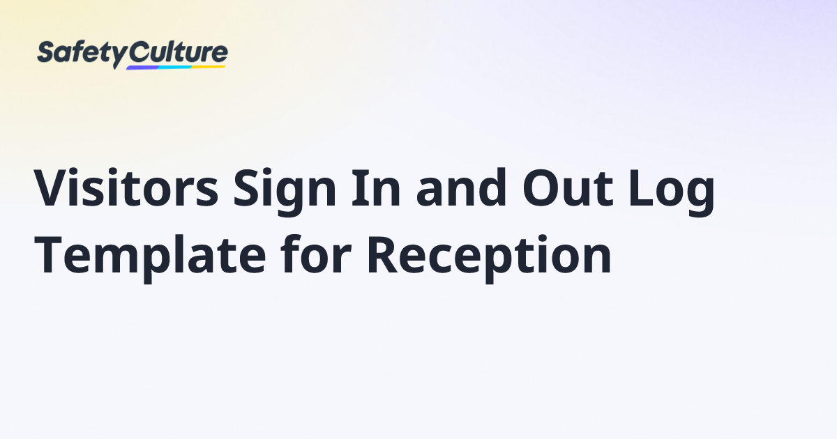 Visitors Sign In and Out Log Template for Reception | Free Template