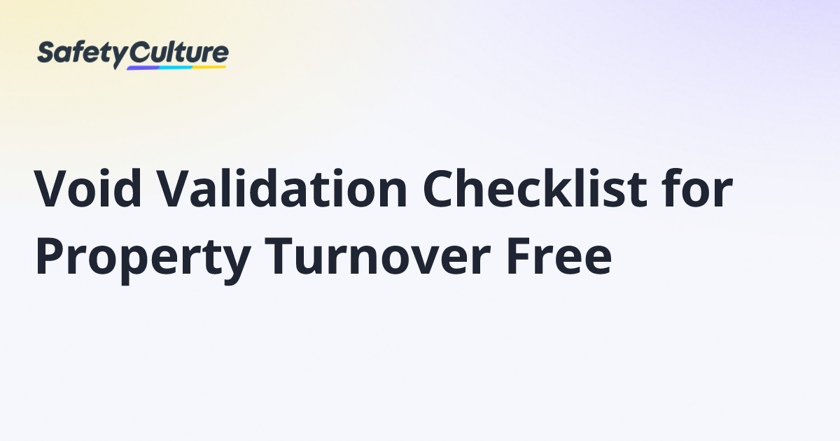 Void Validation Checklist for Property Turnover Free | Free Template