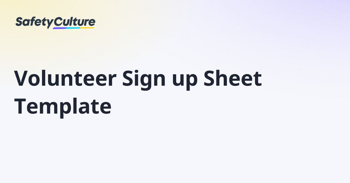 Volunteer Sign up Sheet Template | Free Template
