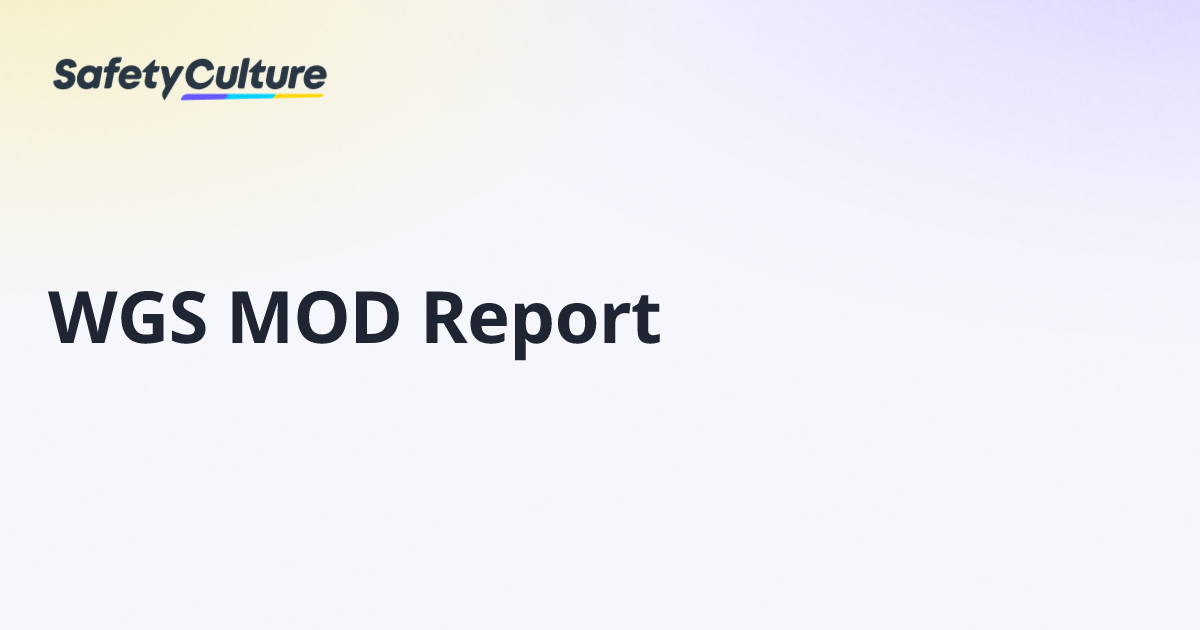 WGS MOD Report | Free Template