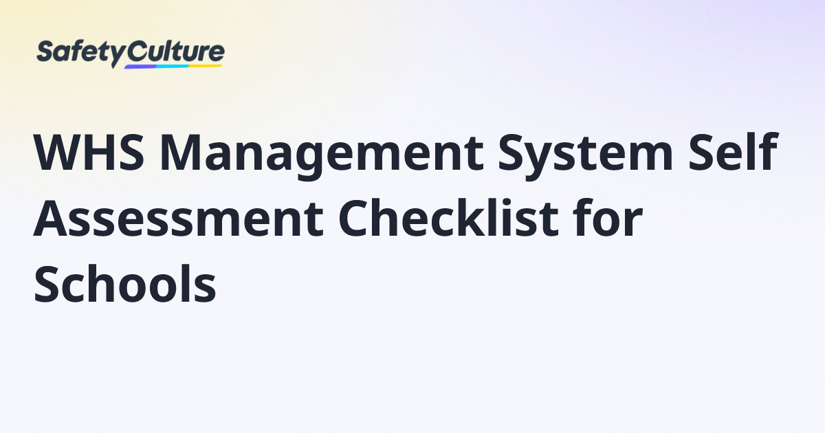 WHS Management System Self Assessment Checklist for Schools | Free Template