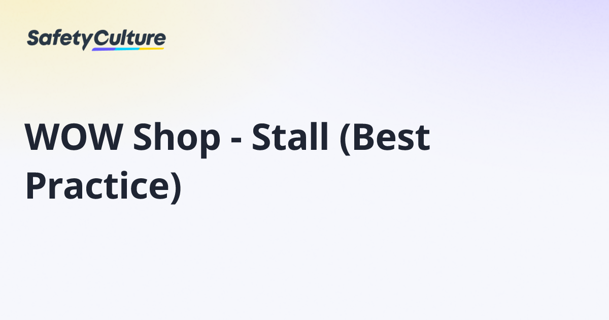 WOW Shop - Stall (Best Practice) | Free Template
