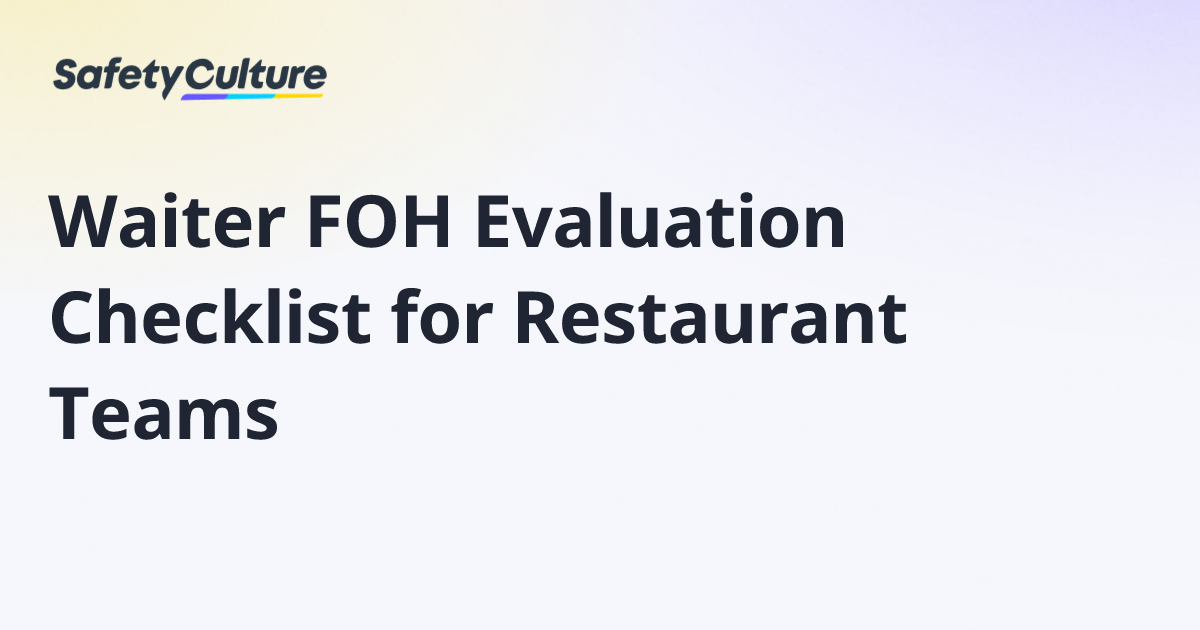 Waiter FOH Evaluation Checklist for Restaurant Teams | Free Template