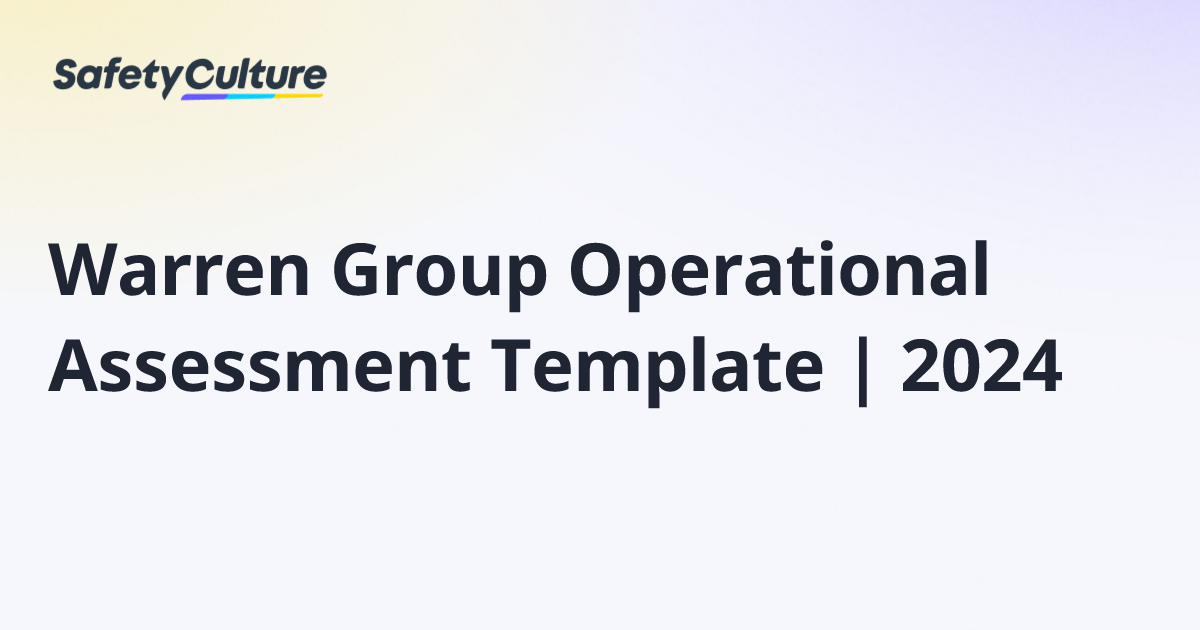 Warren Group Operational Assessment Template | 2024 | Free Template