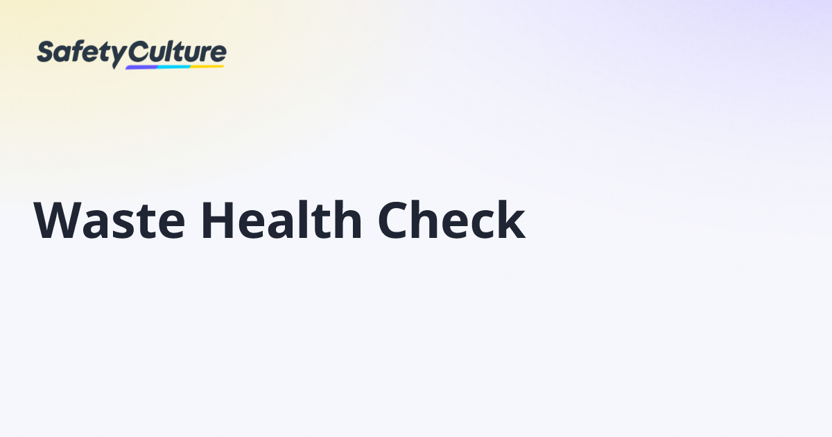 Waste Health Check | Free Template
