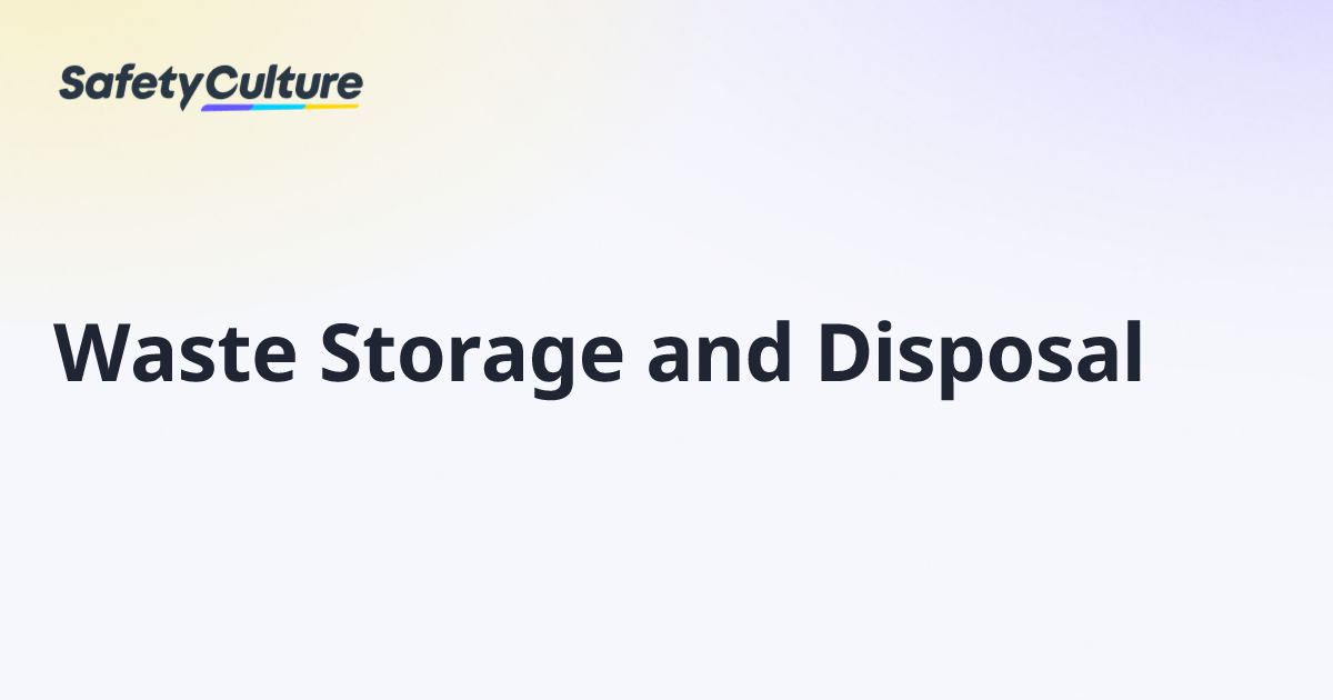 Waste Storage and Disposal | Free Template