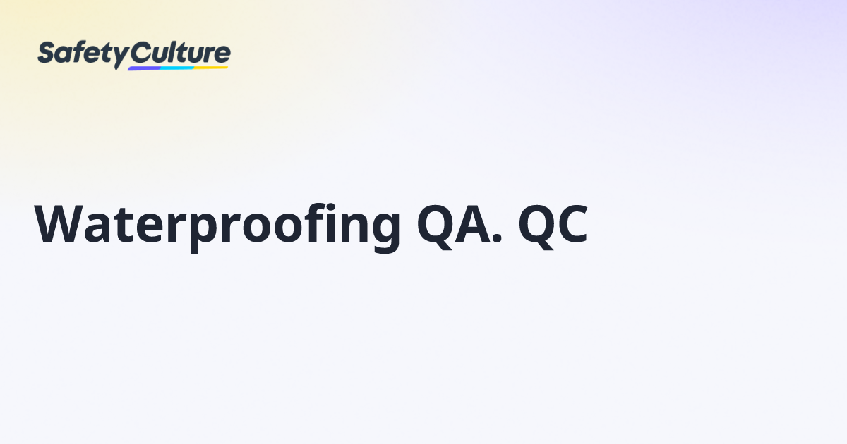 Waterproofing QA. QC | Free Template