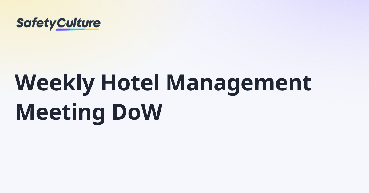 Weekly Hotel Management Meeting DoW | Free Template