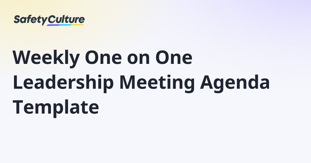 Weekly One on One Leadership Meeting Agenda Template | Free Template