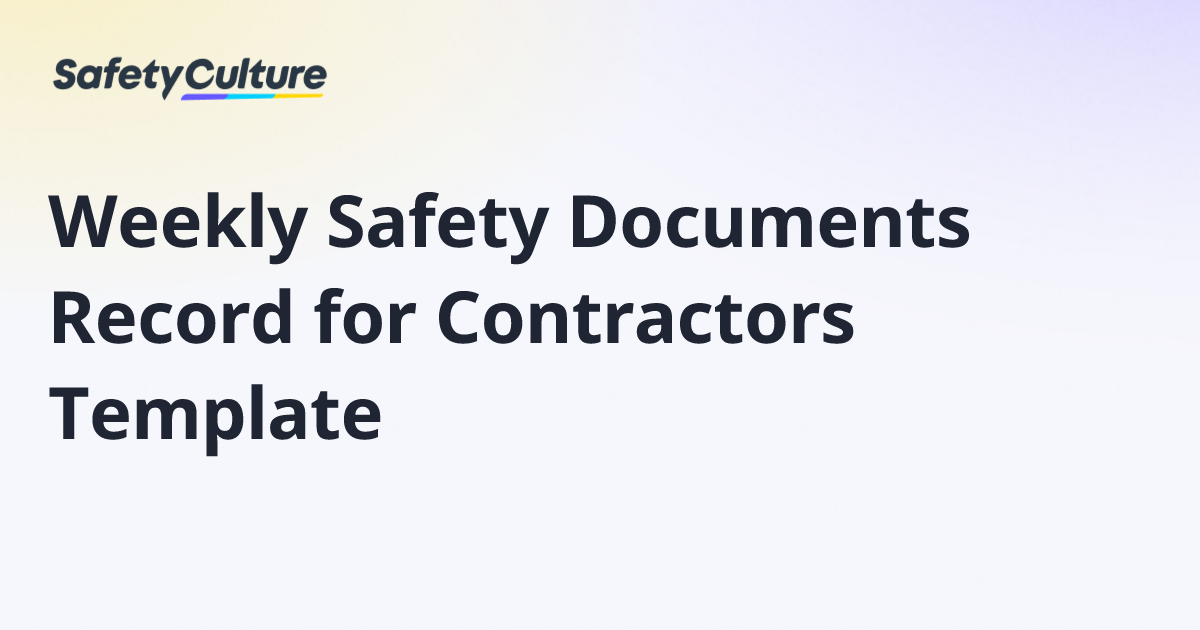 Weekly Safety Documents Record for Contractors Template | Free Template