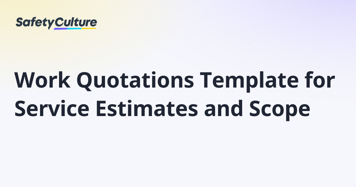 Work Quotations Template for Service Estimates and Scope | Free Template