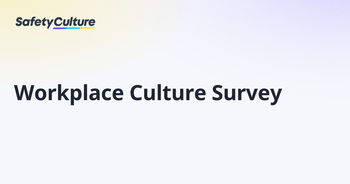 Workplace Culture Survey | Free Template