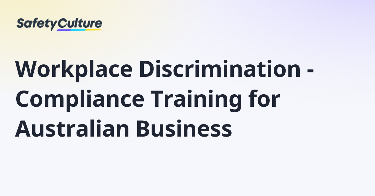 Workplace Discrimination - Compliance Training for Australian Business ...