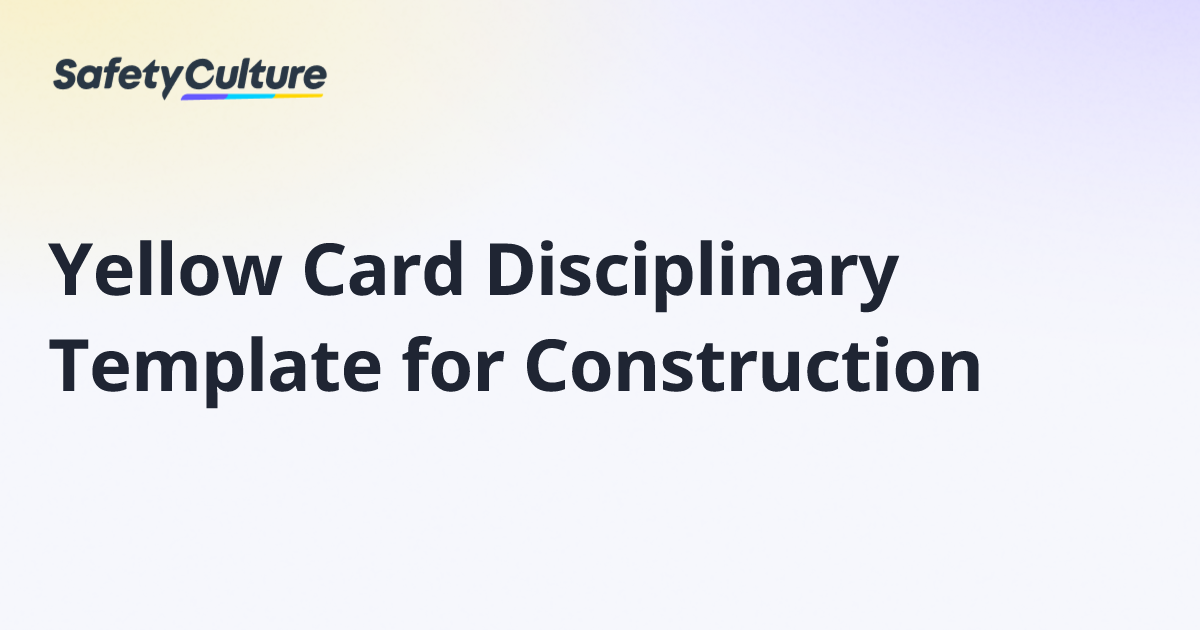 Yellow Card Disciplinary Template for Construction | Free Template